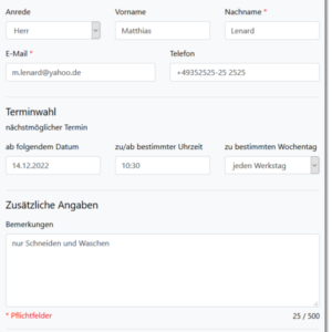 Terminvereinbarung – Terminanfrage DA-Software