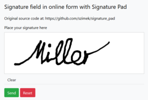 Signature field in HTML form DA-Software
