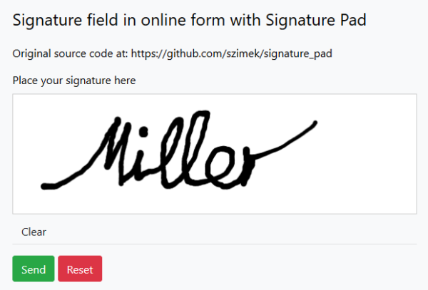 Signature Field In HTML Form DA Software