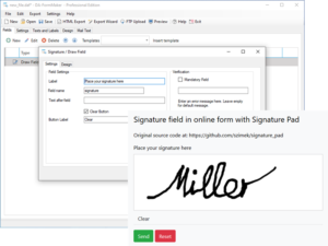 Signature field in HTML form DA-Software.net
