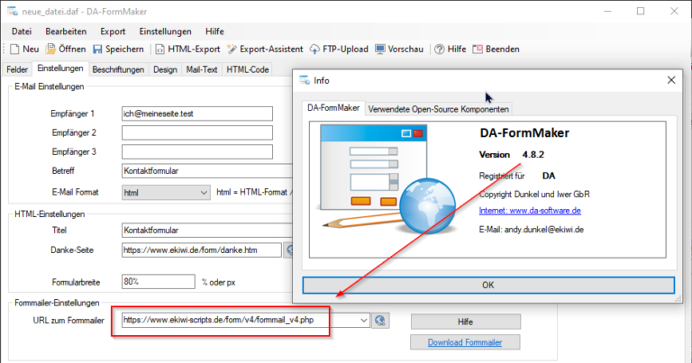 Formular auf eine neue Version vom DA-FormMaker updaten DA-Software